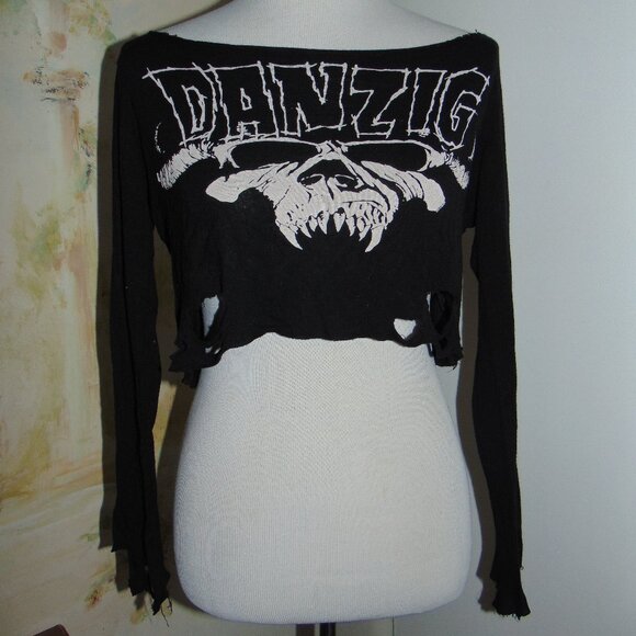 danzig t shirt | Tops | Danzig Tshirt Top Womens Cut Up Distressed ...